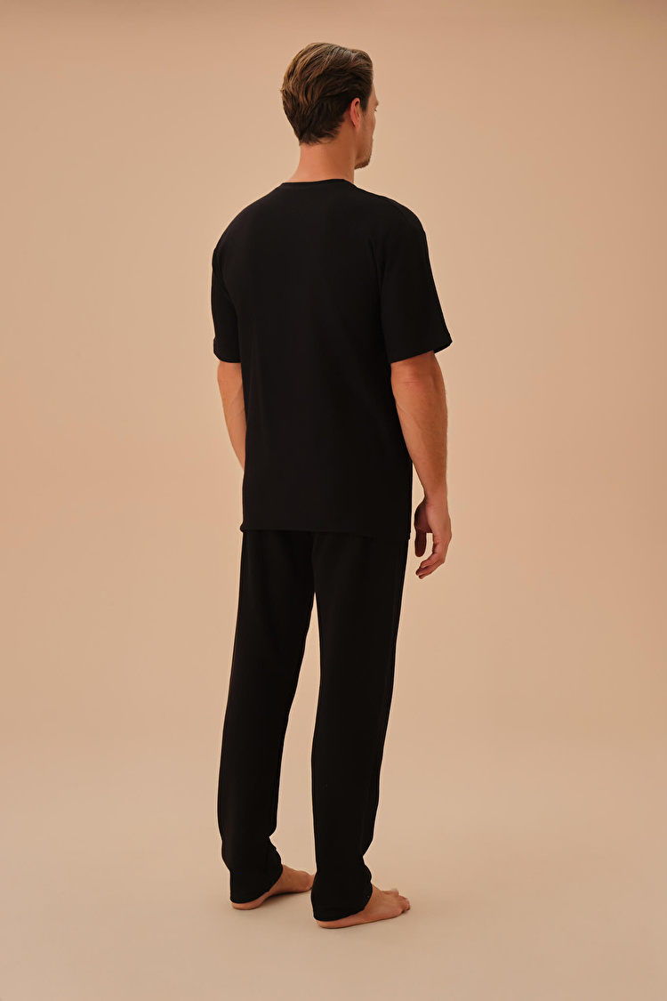 Black Tyler Men Pyjamas Set | SUWEN