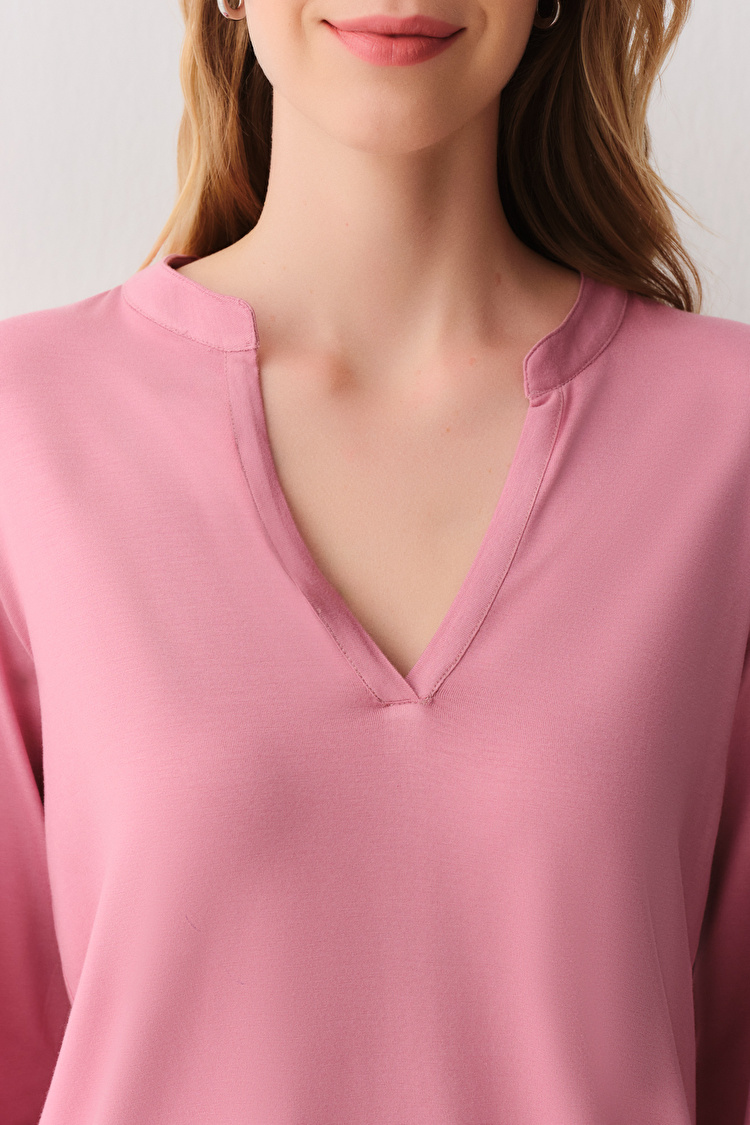 Gri Melanj Desenli Linda Pijama Takımı | SUWEN