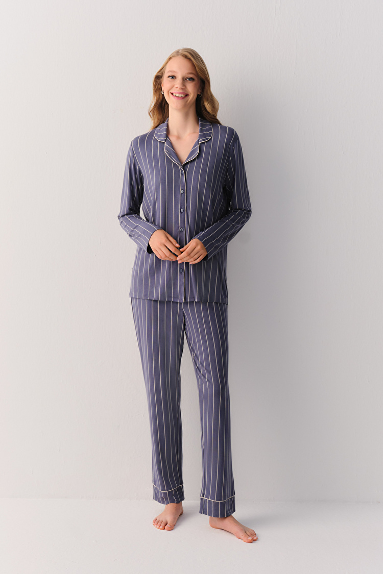 Indigo Line Slim Masculine Pyjamas Set | SUWEN