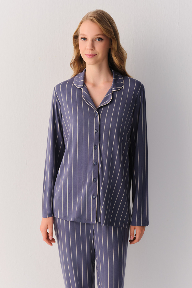 Indigo Line Slim Masculine Pyjamas Set | SUWEN